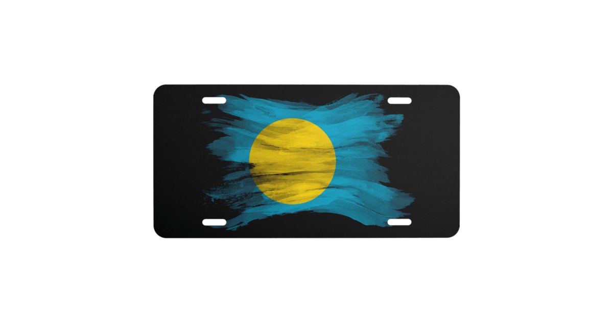 Palau flag brush stroke, national flag license plate | Zazzle