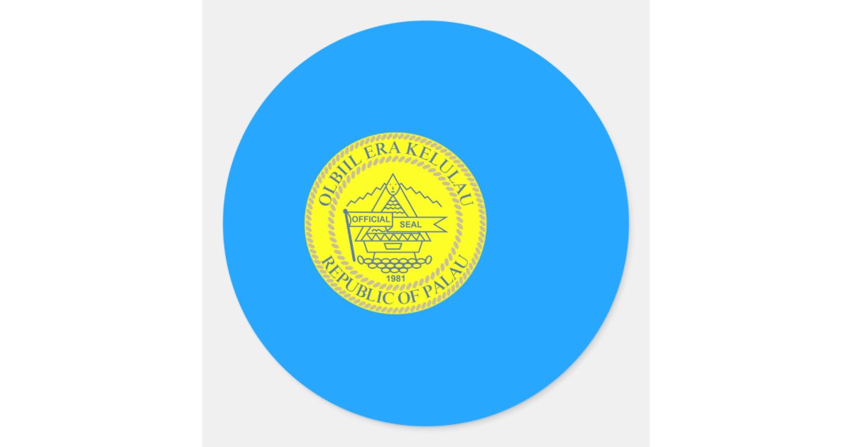 Palauan Flag & Seal, Flag of Palau Classic Round Sticker | Zazzle