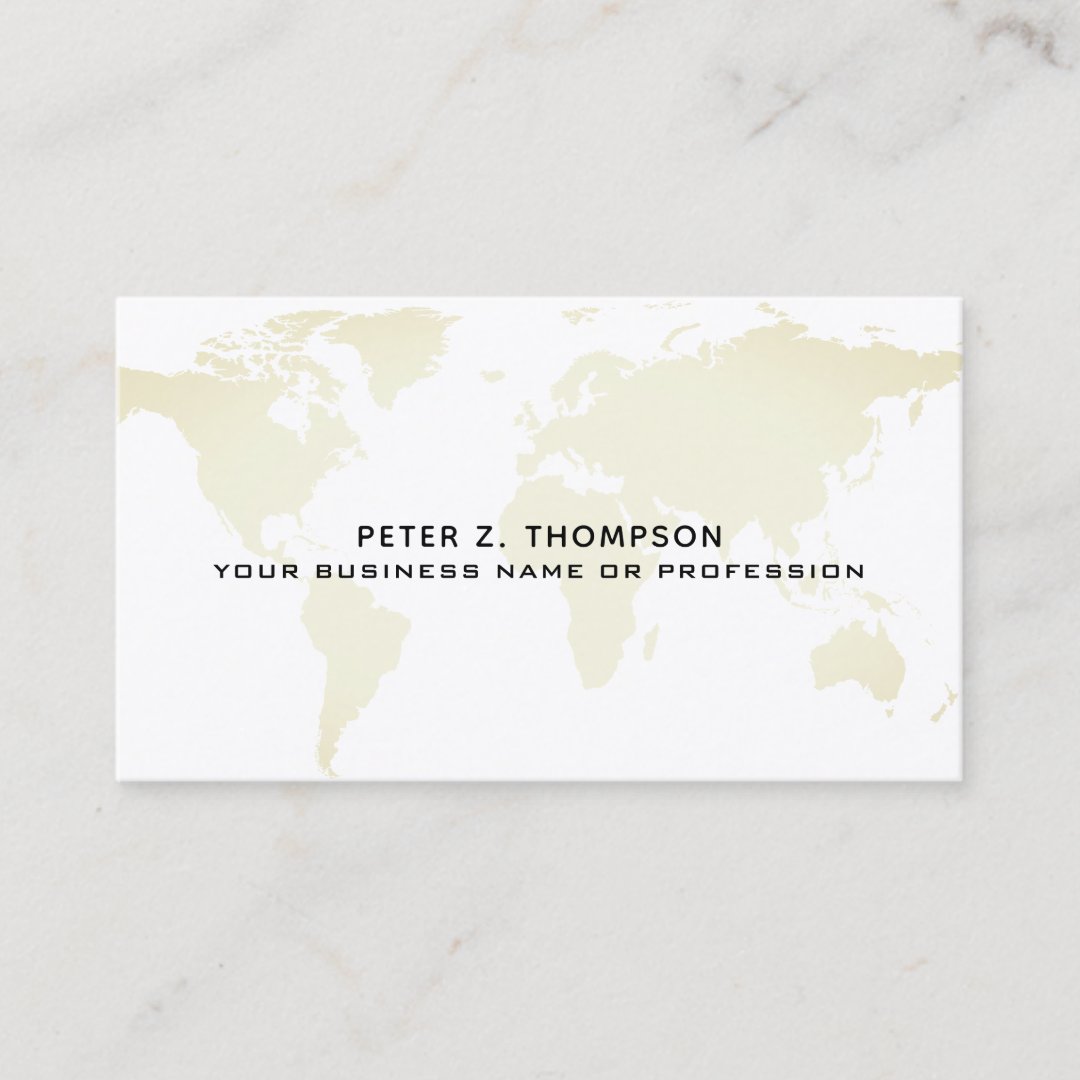 pale beige world map international business card | Zazzle