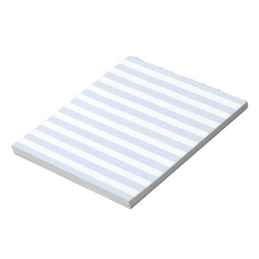 Pale blue and white candy stripes notepad | Zazzle