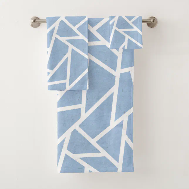 Pale blue and white mosaic pattern bath towel set | Zazzle