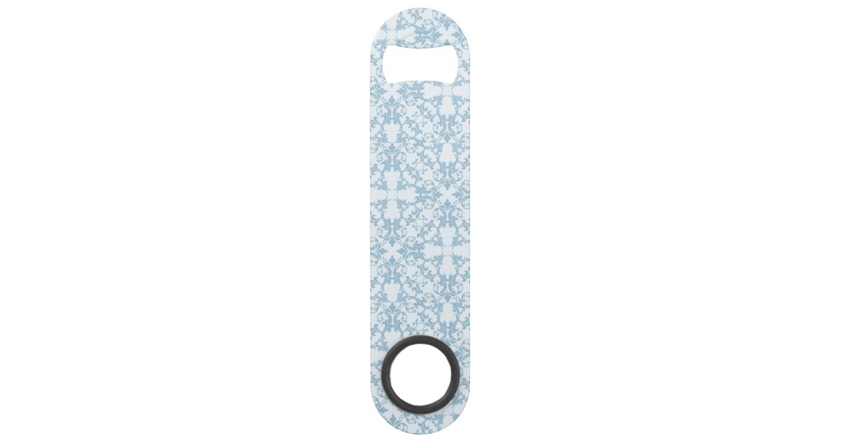 Pale Blue Damask Bar Key | Zazzle