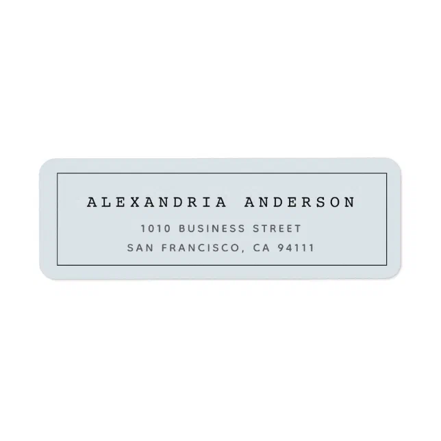 Pale Blue Minimalist Clean Border Address Label | Zazzle