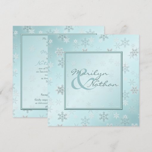 Pale Blue Snowflakes Wedding Invitation | Zazzle