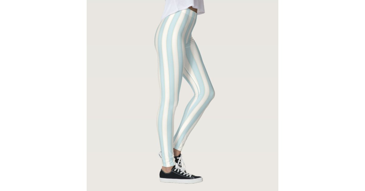 Pale Blue Vertical Stripes Leggings | Zazzle