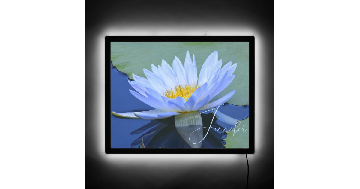 Pale Blue Water Lily Personalized LED Sign | Zazzle