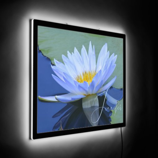 Pale Blue Water Lily Personalized LED Sign | Zazzle