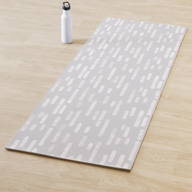 Pale Gray and White Inky Rounded Lines Pattern Yoga Mat | Zazzle