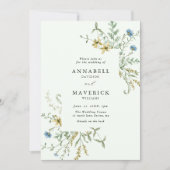 Pale Green All In One Delicate Wildflower Wedding Invitation | Zazzle