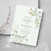 Pale Green All In One Delicate Wildflower Wedding Invitation | Zazzle
