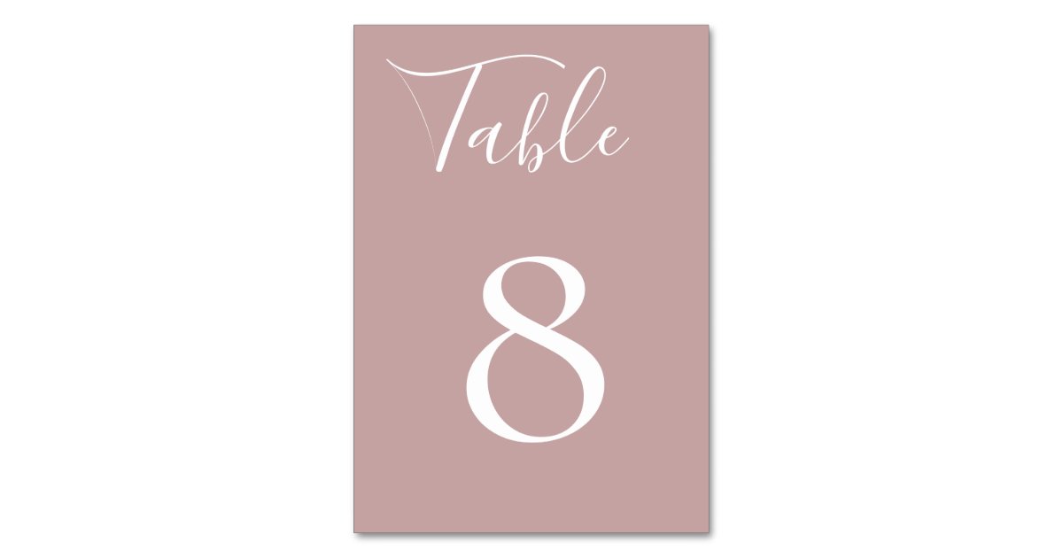 Pale Mauve Table Number Card | Zazzle