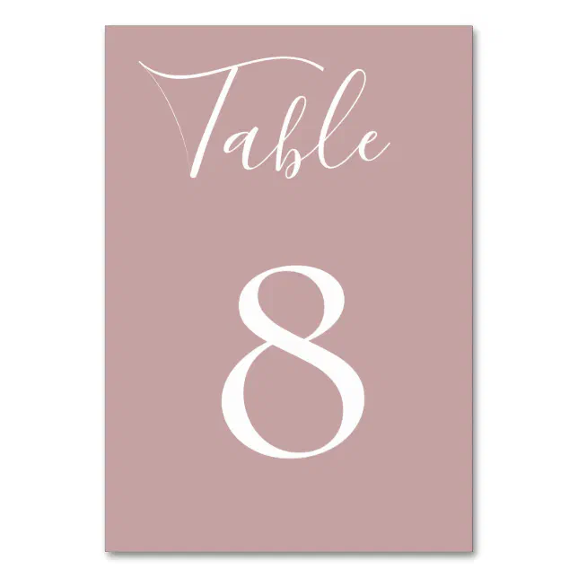 Pale Mauve Table Number Card | Zazzle
