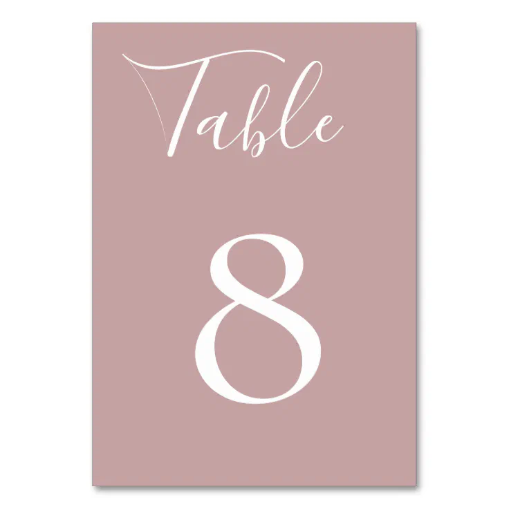 Pale Mauve Table Number Card | Zazzle