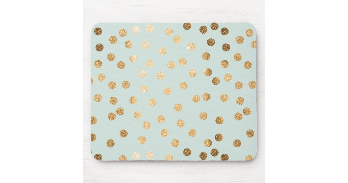 Pale Mint and Gold Glitter City Dots Mouse Pad | Zazzle