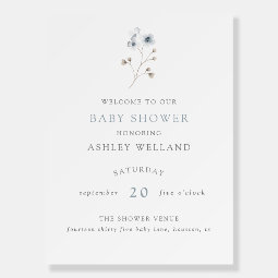 Pale Modern Simple Floral Baby Shower Welcome Sign | Zazzle