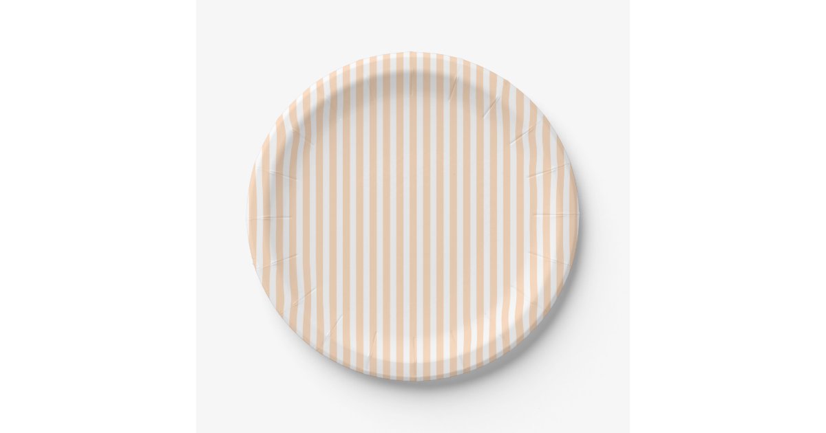 Pale Peach Angelskin Coral & White Stripe Paper Plates | Zazzle
