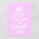 Pale Pink Keep Calm and Carry On Postcard | Zazzle