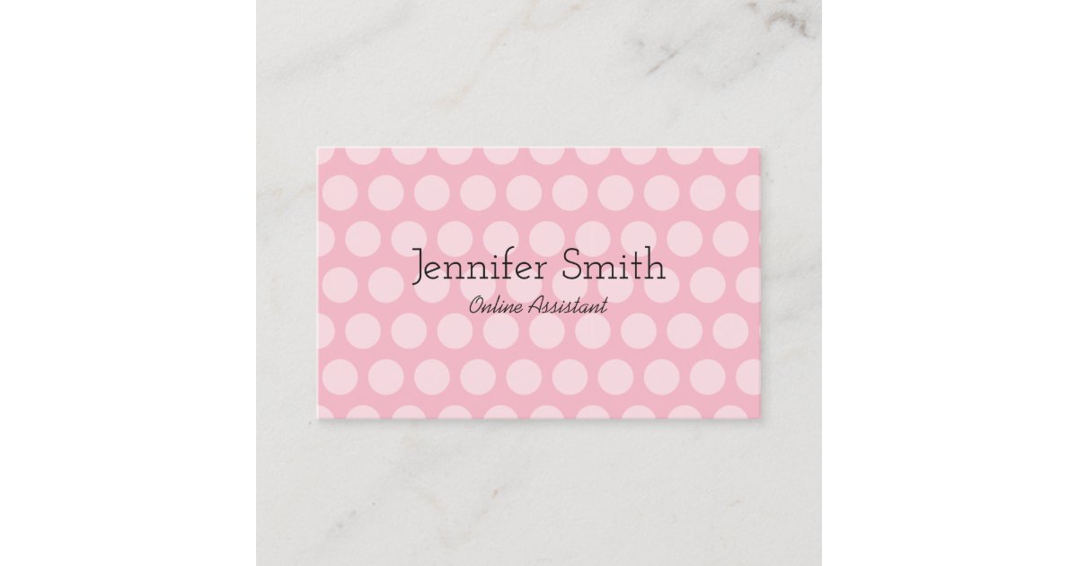 Pale Pink Polka Dot Business Card | Zazzle