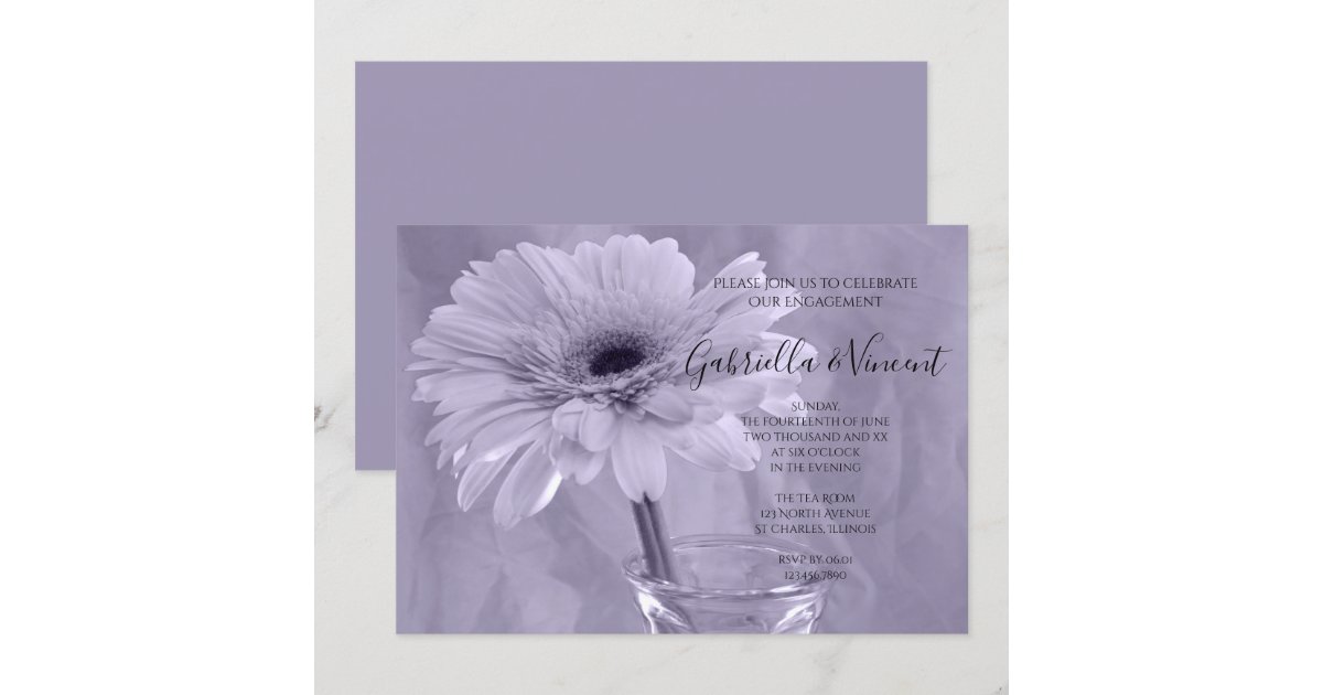Pale Purple Tinted Daisy Engagement Party Invitation | Zazzle