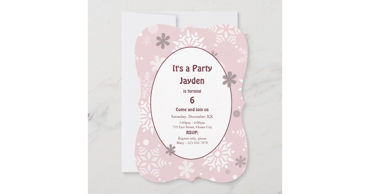 Pale Snow Winter Birthday Party Invitation | Zazzle