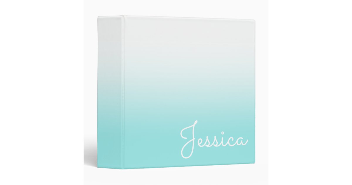 Pale Turquoise and White Ombre 3 Ring Binder | Zazzle