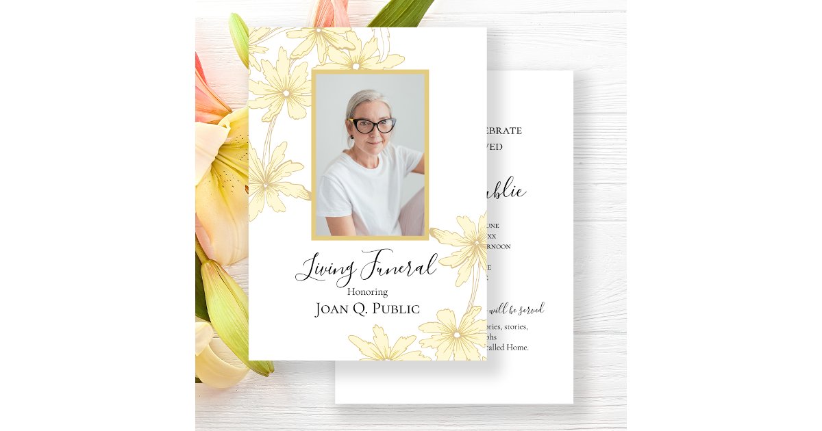 Pale Yellow Daisy Flowers Living Funeral Party Invitation | Zazzle
