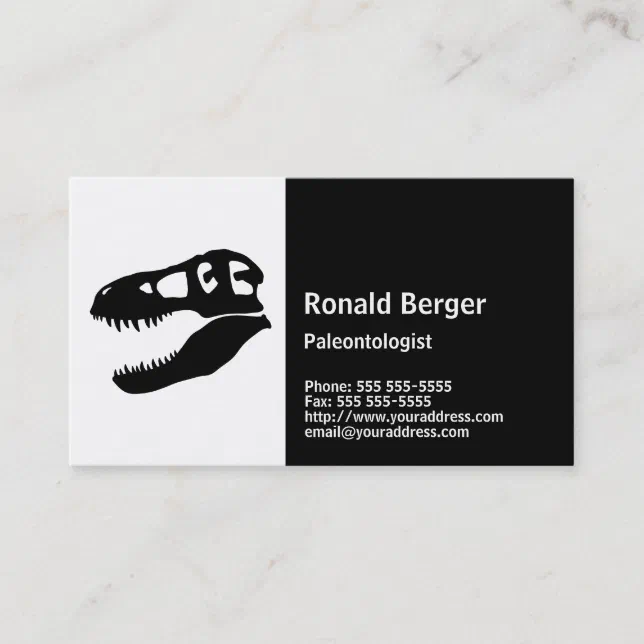 Paleontologist's T. rex Dinosaur Skull Business Card | Zazzle