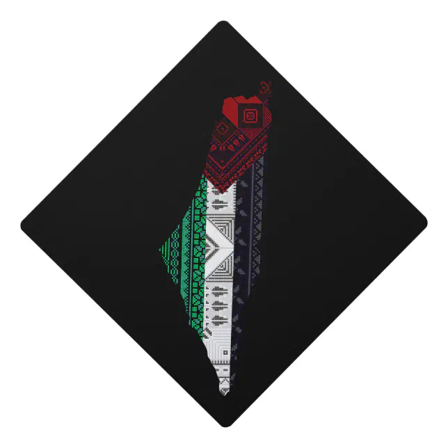 Palestine Embroidery tatreez Pattern flag map free Graduation Cap ...