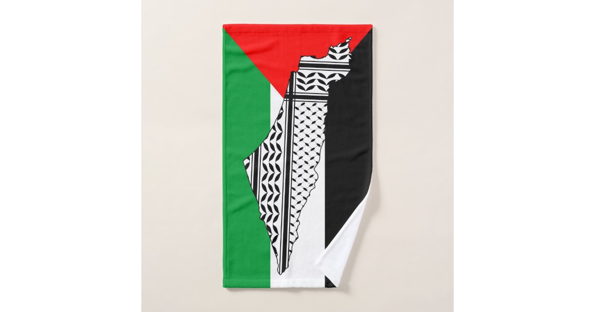 Palestine Flag and Map with Keffiyeg Pattern Bath Towel Set | Zazzle