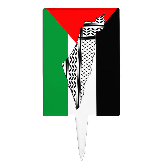 Palestine Flag and Map with Keffiyeg Pattern Cake Topper | Zazzle