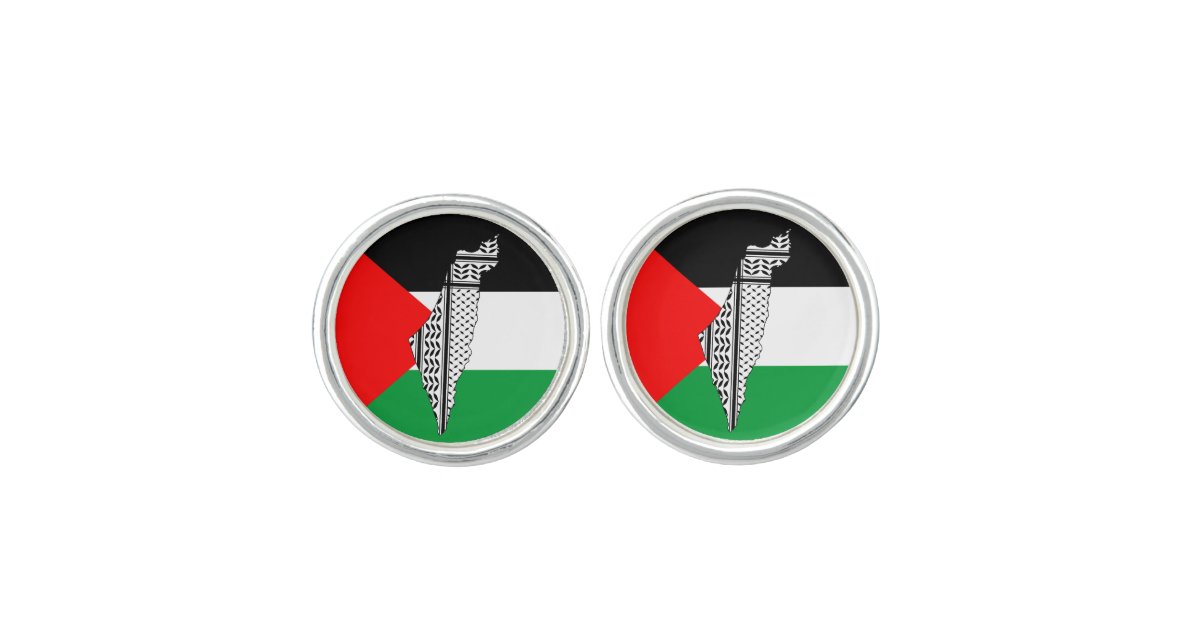 Palestine Flag and Map with Keffiyeg Pattern Cufflinks | Zazzle