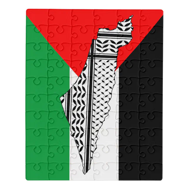 Palestine Flag and Map with Keffiyeh Pattern Jigsaw Puzzle | Zazzle