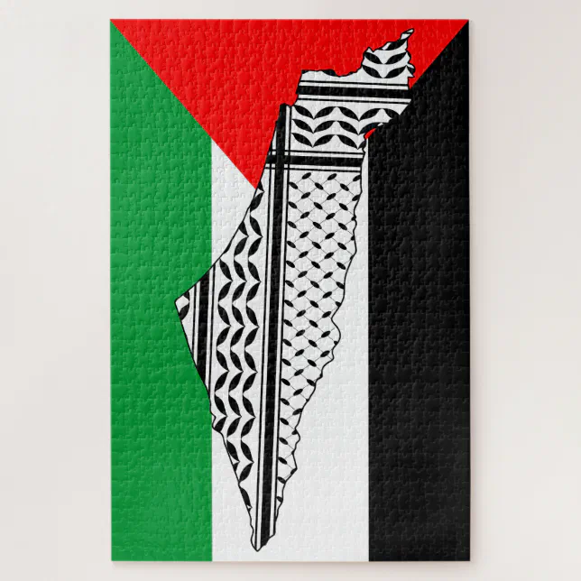 Palestine Flag and Map with Keffiyeh Pattern Jigsaw Puzzle | Zazzle