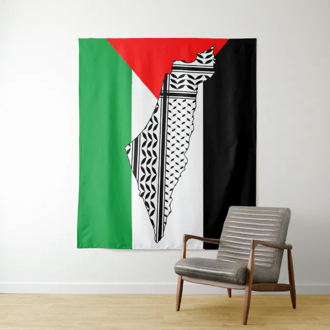Palestine Flag and Map with Keffiyeh Pattern Tapestry | Zazzle