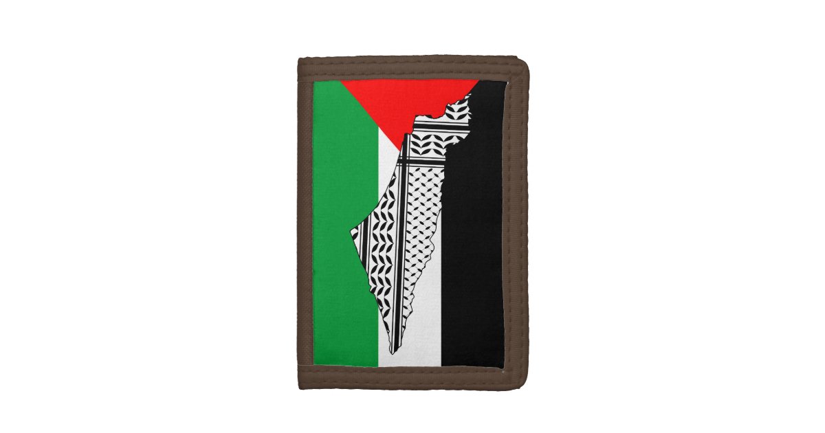 Palestine Flag and Map with Keffiyeh Pattern Trifold Wallet | Zazzle