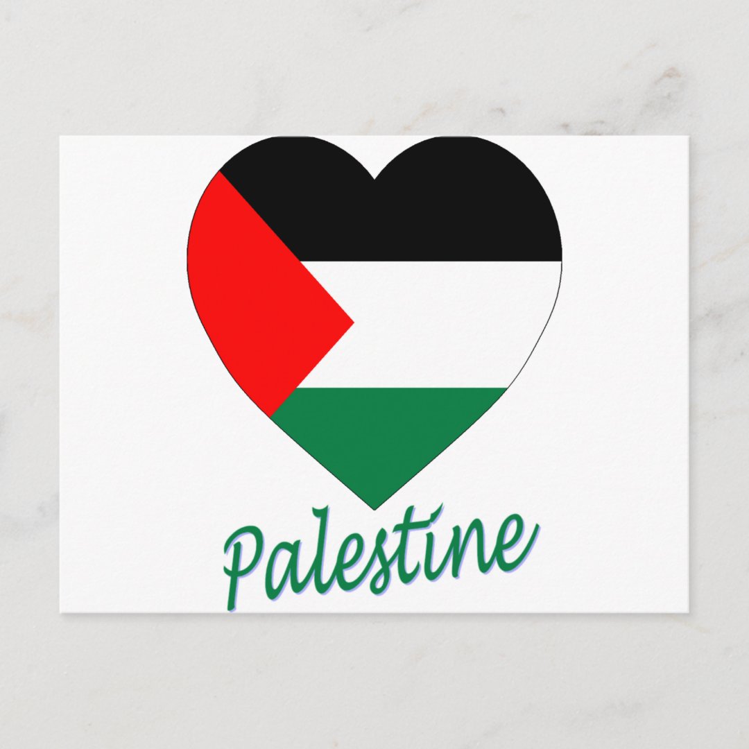 Palestine Flag Heart Postcard | Zazzle