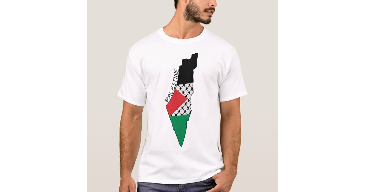 Palestine Flag Map Palestinian Kufiya Pattern T-Shirt | Zazzle