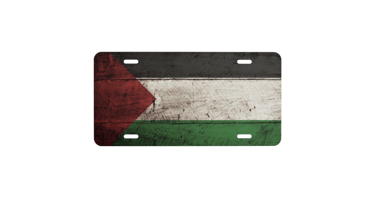 Palestine Flag on Old Wood Grain License Plate | Zazzle