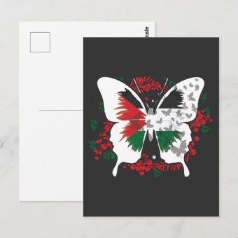 Palestine Flag Palestinians Butterfly Graphic Postcard | Zazzle