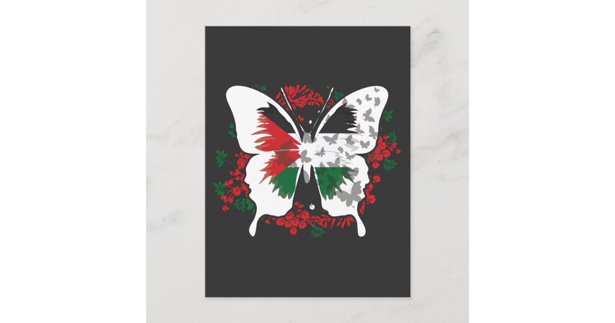Palestine Flag Palestinians Butterfly Graphic Postcard | Zazzle