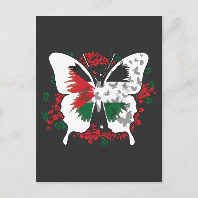 Palestine Flag Palestinians Butterfly Graphic Postcard | Zazzle