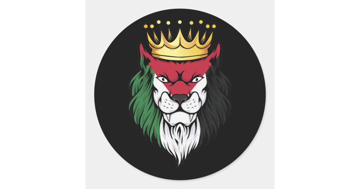 Palestine Lion King Flag Classic Round Sticker | Zazzle
