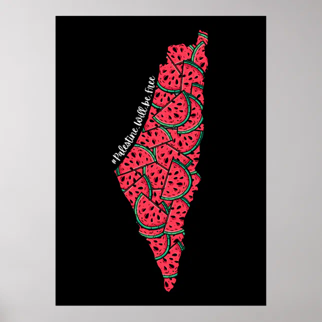 Palestine Map full of Watermelons | Free palestine Poster | Zazzle