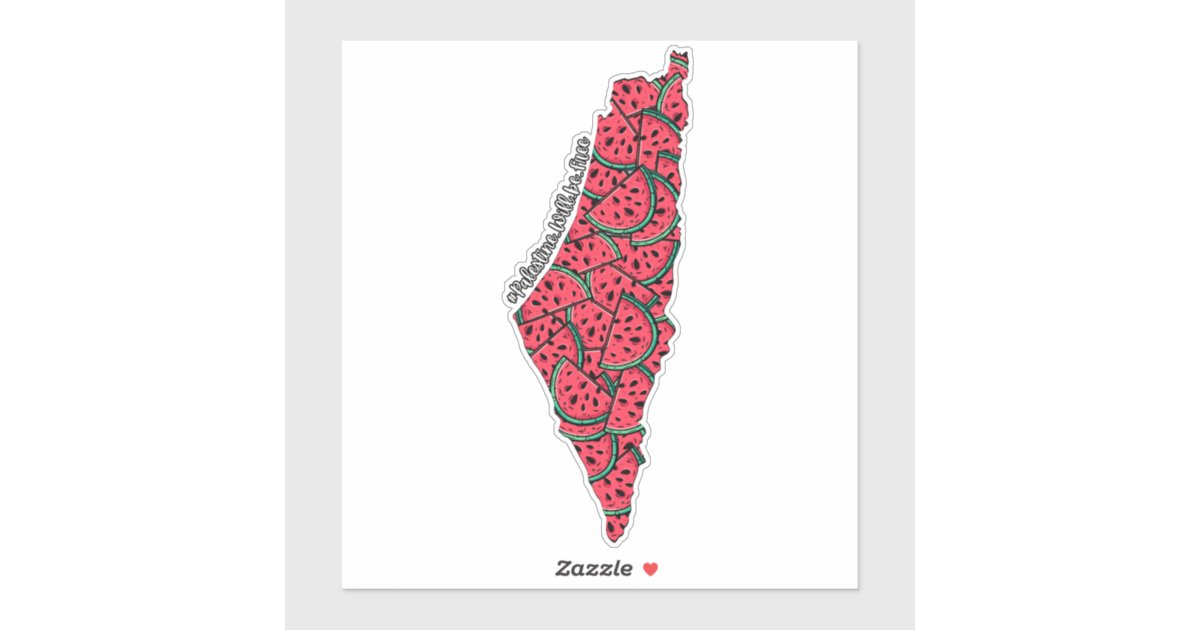 Palestine Map full of Watermelons | Free palestine Sticker | Zazzle