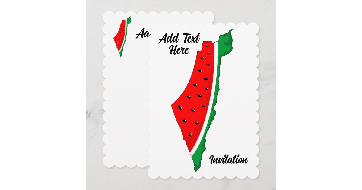 Palestine Map Watermelon Symbol of freedom Invitation | Zazzle