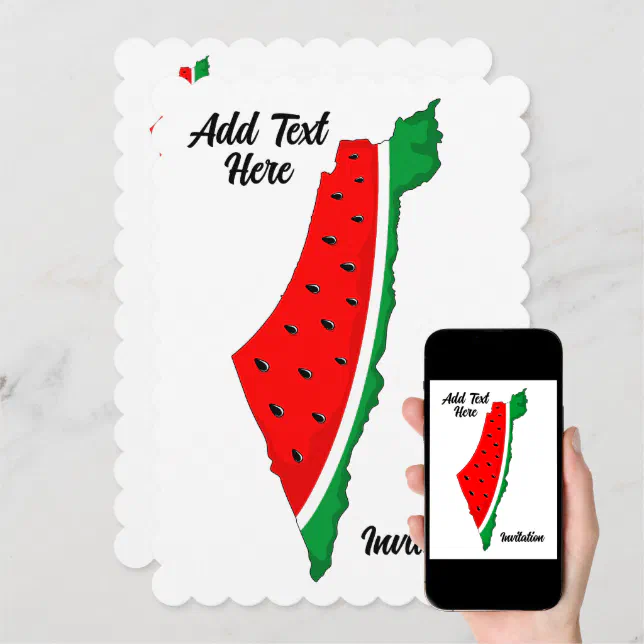 Palestine Map Watermelon Symbol of freedom Invitation | Zazzle