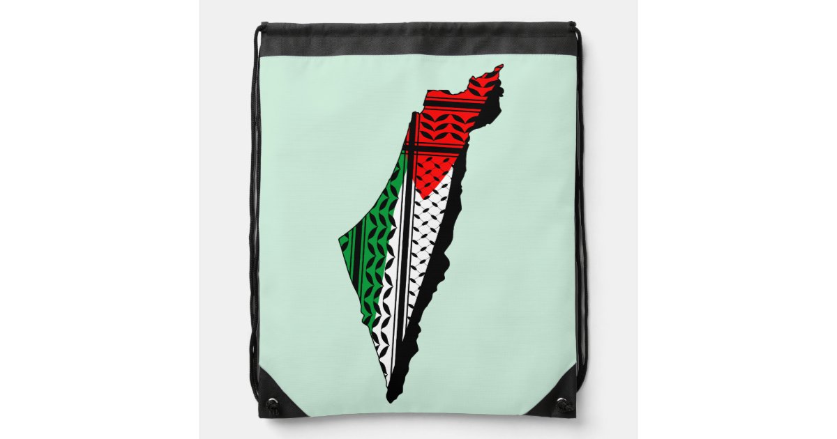 Palestine Map whith Flag and Keffiyeg Pattern Drawstring Bag | Zazzle
