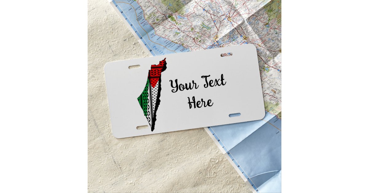 Palestine Map whith Flag and Keffiyeg Pattern License Plate | Zazzle