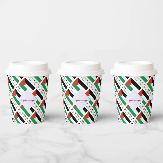 Palestine Palestinian Flag Tiled Red Personalized Paper Cups | Zazzle