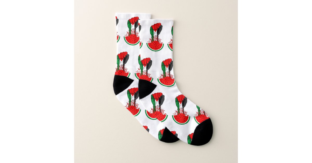 Palestine resistance fist on Watermelon Socks | Zazzle